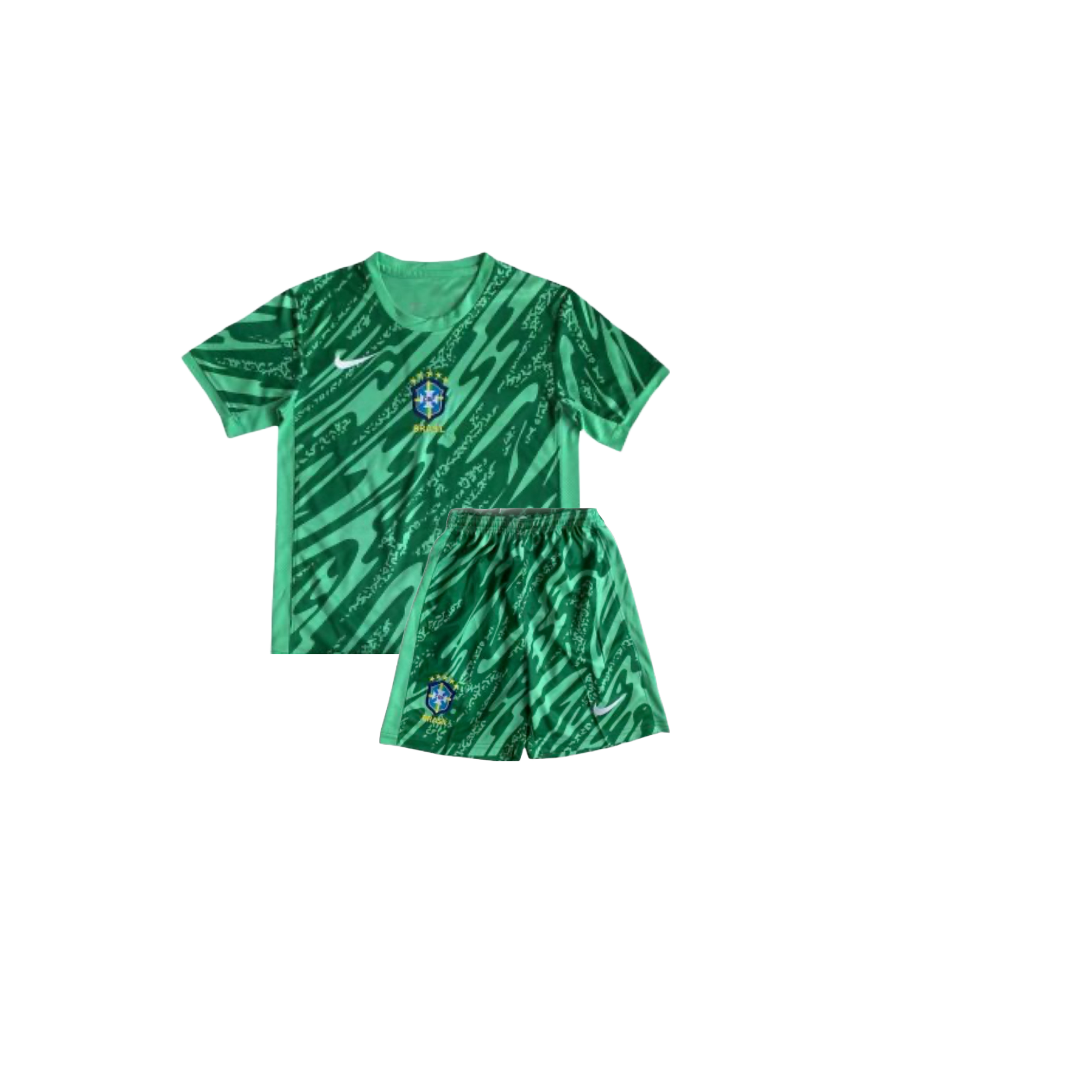 Brazil Kids Green Goalkeeper Kit 2024-25 - SOCCERLORDS