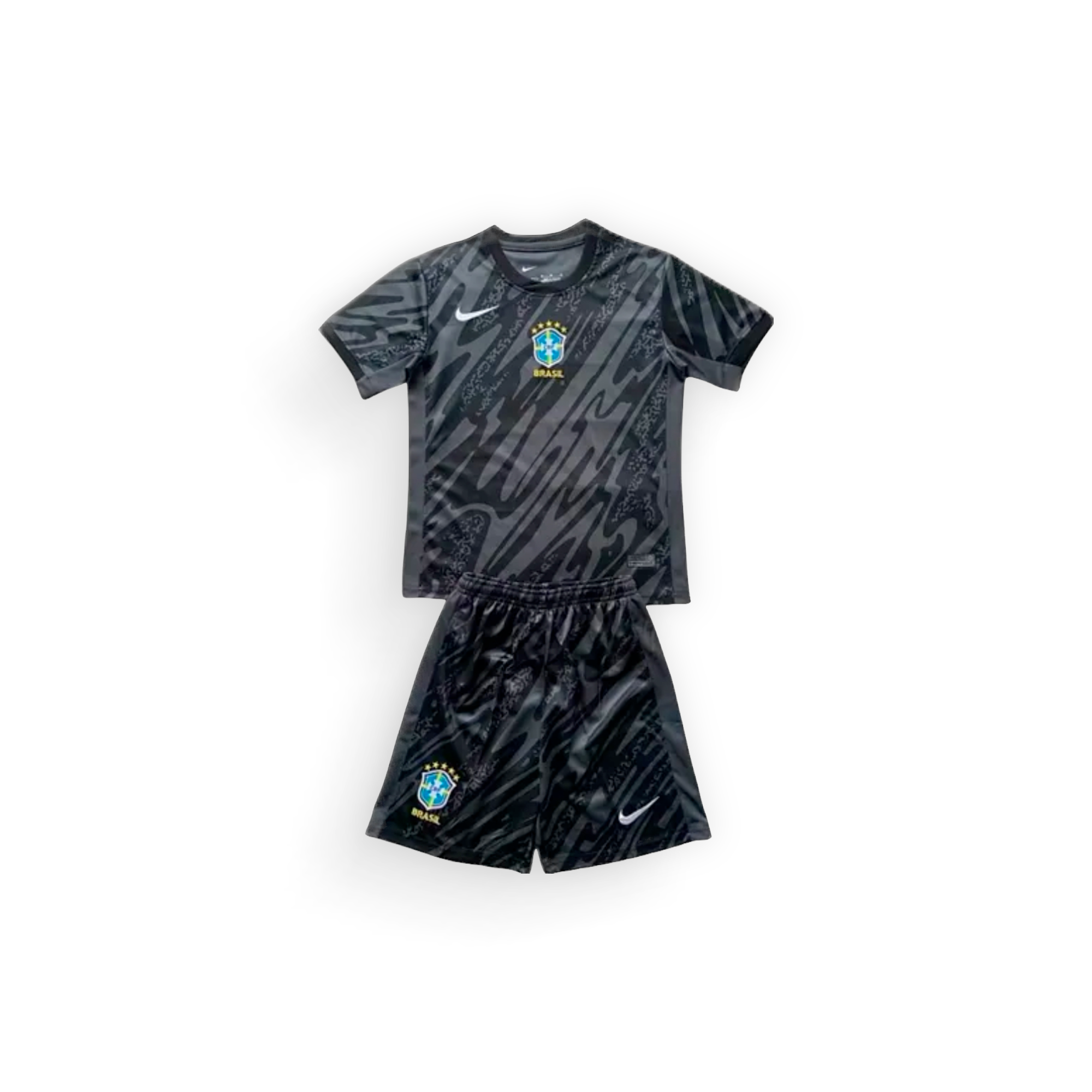 Brazil Kids Black Goalkeeper Kit 2024-25 - SOCCERLORDS